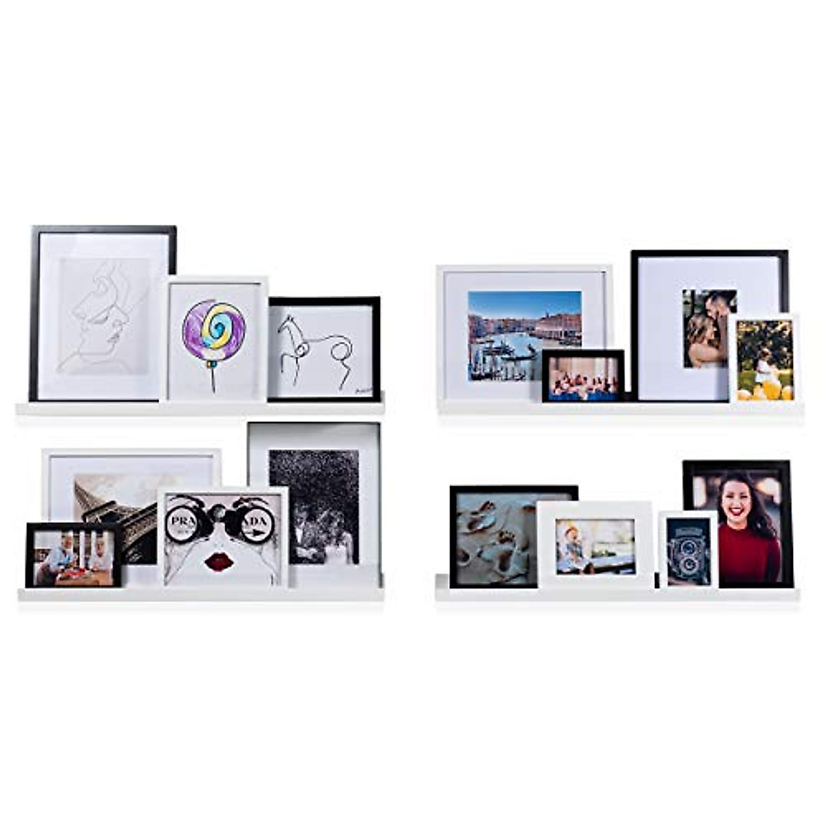 Wallniture Denver Modern Wall Mount Floating Picture Ledge Shelf - Nursery Hanging Bookshelf - 30 Inch White Set of 4 - Mounting Hardware Included