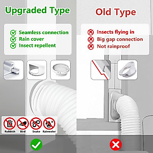 Aozzy Portable Air Conditioner Window Kit Fit for All AC with 5.1/5.9" Exhaust Hose, Upgrade AC Vent Kit for Sliding Window with 4 Adjustable Plates, Rain Cover, Seamless Connection, Max lenght to 60"