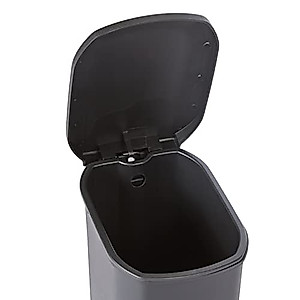 Amazon Basics Compact Bathroom Plastic Trash Can with Steel Pedal Step, Black, 6-Liter