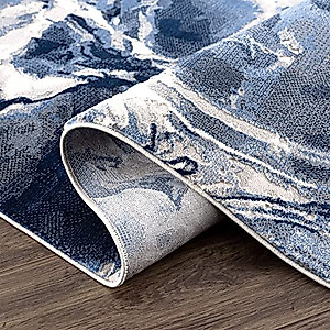 Abani Rugs Regal REG110A Blue Grey Marble Ice Design Area Rug