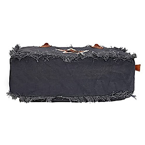 Ruzioon Upcycled Canvas Hand Bag, Canvas & Cowhide Tote Bag, Canvas Tote Bag, Cowhide Leather Handbags, Canvas Shoulder Bags for Women