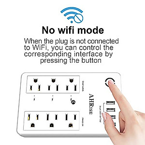 Smart Plug, USB Wall Charger, AHRISE WiFi Surge Protector with 4 USB Ports(4.8A/24W Total), 6-Outlet Extender(3 Smart Outlets), Compatible with Alexa Google Assistant for Voice Control