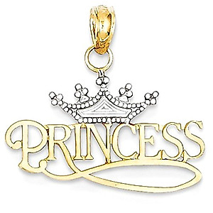 IceCarats 14K Yellow Gold Royal Princess Crown Necklace Charm Pendant 21mm Only