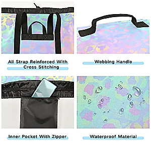 ALAZA Backpack Laundry Bag,Rainbow Leopard Print Cheetah Laundry Backpack Clothes Hamper Bag with Drawstring Closure for College, Travel, Laundromat, Apartment(3be1a)