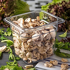 Carlisle FoodService Products Plastic Food Pan 1/6 Size 6 Inches Deep Clear (Pack of 6)