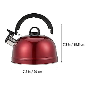 BESTonZON Tea Kettle Stove Whistling Tea Kettles Stainless Steel Teakettle Teapot with Ergonomic Handle Hot Water Boiling Sounding Kettle for Home Kitchen Red 3L Tea Pot