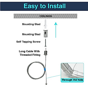 12 Sets Hexagon Garage Light Suspension Cables Kit Steel Hanging Chains 3.28ft, Hex Honeycomb Light Connectors Pendant Light Wire Rope Cable Heavy Duty Chandelier Wire Adjustable (1m 12pcs)