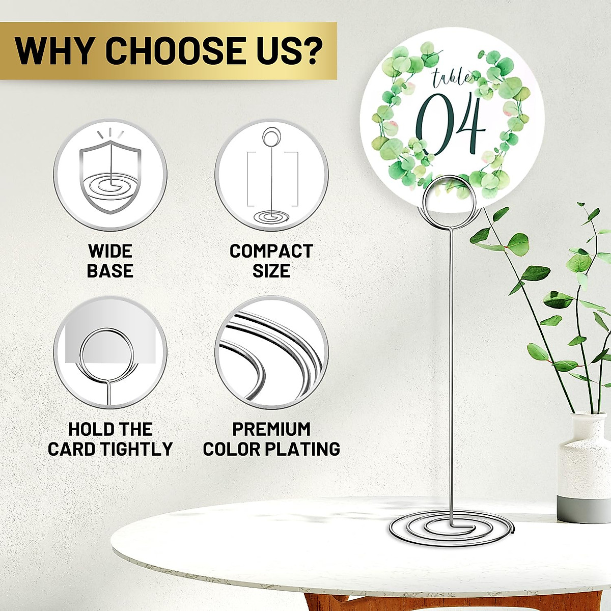 ONIXAR 12 Pack 8.75inch Table Card Holder Stand, Table Number Holders for Memo Notes, Picture Holders for Centerpieces, Table Sign Holders, Place Card Holder for Table Weddings, Restaurants (Silver)