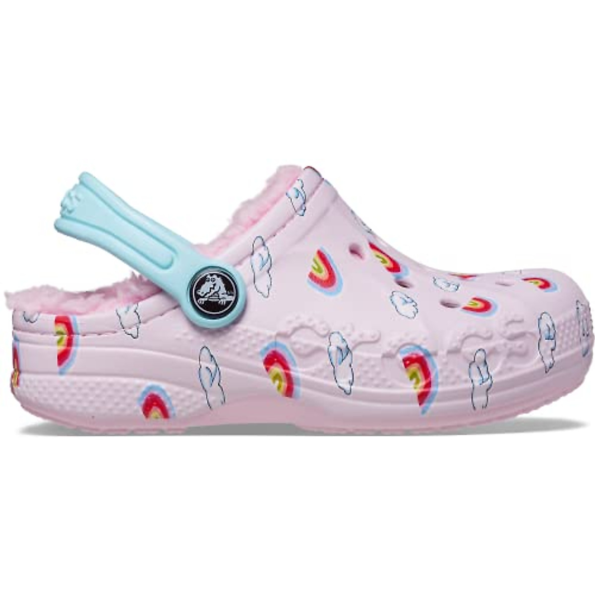 Crocs Baya Lined Clogs, Fuzzy Slippers for Kids and Toddlers, Rainbows and Clouds, 6 US Unisex