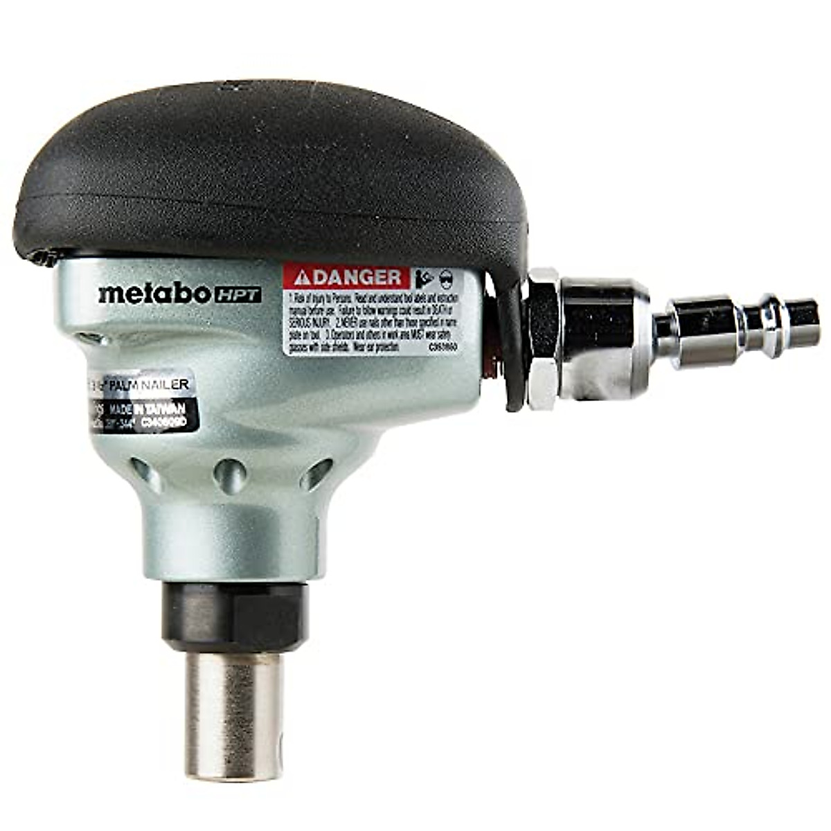 Metabo HPT Palm Nailer | Pro Preferred Brand of Pneumatic Nailers | Over-molded Rubber Grip | 360 Degree Swivel Fitting | Magnetic Nose | Ideal For Tight Spaces | 5-Year Warranty | NH90AB