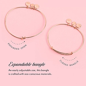 Alex and Ani Expandable Bangle for Women, Initial K Letter Charm, Shiny Gold Finish, 2 to 3.5 in