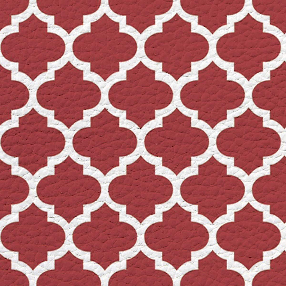 Prime Leader 2 Piece Non-Slip Kitchen Mat Rug Rubber Backing Doormat Set Classic Moroccan Trellis Geometric Lattice Red and White Kitchen Rugs Comfort Standing Mat PVC Leather Anti Fatigue Floor Mat