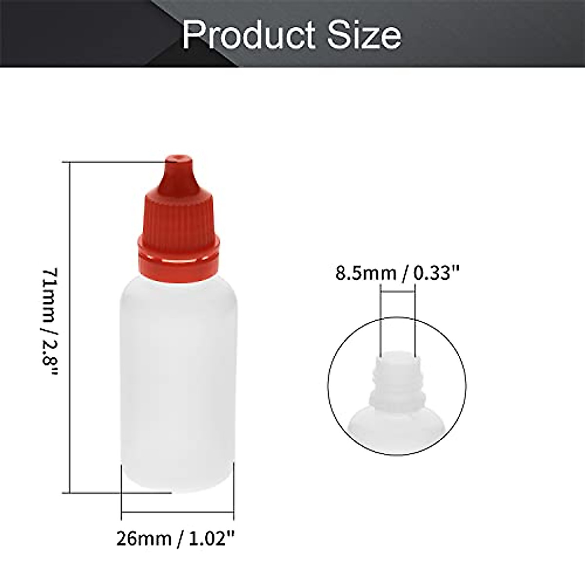 Othmro 0.7oz PE Lab Eye Plastic Dropper Bottles 20pcs, 20ml Squeezable Eye Liquid Dropper Thin Mouth Via of Liquid Sample Seal Storage Bottle with Childproof Red Cap