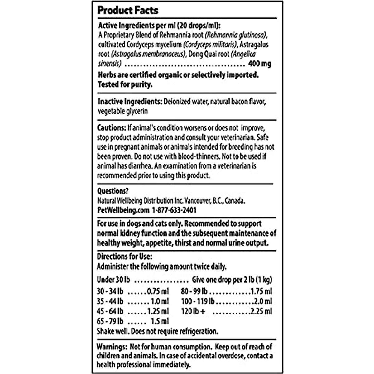 Pet Wellbeing Kidney Support Gold for Dogs and Cats - Vet-Formulated - Supports Healthy Kidney Function - Natural Herbal Supplement 4 oz (118 ml)