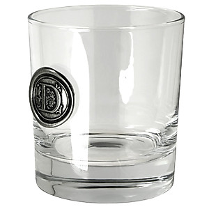 English Pewter Company 11oz Old Fashioned Whiskey Rocks Glass With Monogram Initial - Unique Gifts For Men - Personalized Gifts With Your Choice of Initial (D) MON104