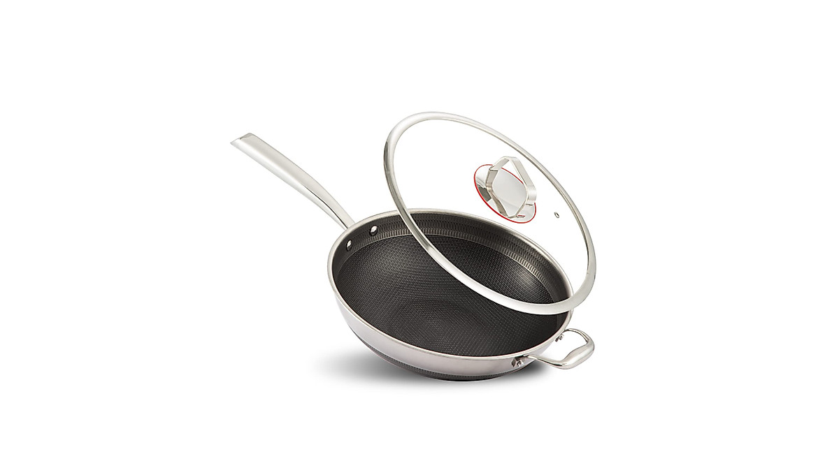 boratat Hybrid Stainless Steel Frying Wok Pan with Stay-Cool Handle and ...