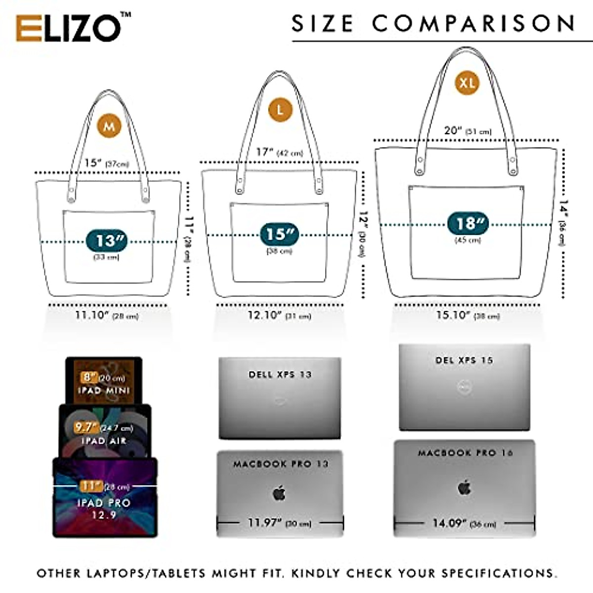 ELIZO Leather Tote Bag for Women Genuine Leather Shoulder Bag Work Totes For Women Large Purse Bag