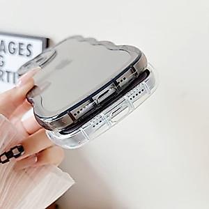 Caseative Curly Wave Shape Love Heart Camera Lens Protection Clear Soft Compatible with iPhone Case (Pink,iPhone 13)