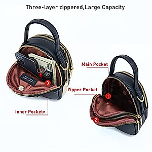 Mini Backpack for Women Multi Crossbody Bags Backpack Purse Shoulder Bag,Cute PU Leather Gift Idea for Girls-Black