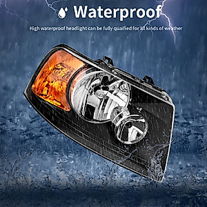 AUTOSAVER88 Headlight Assembly Compatible with 03 04 05 06 2003 2004 2005 2006 ford Expedition Black Housing Clear Lens