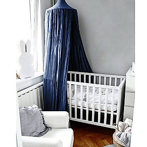 Yosoo Baby Bedding Round Dome Bed Canopy Kids Play Tent Hanging Net Curtain for Baby Kids Reading Playing Sleeping Room Decoration, Dark Blue