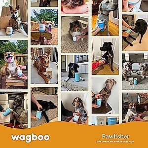 Wagboo Portable Dog Paw Cleaner Brush Large Pawlisher | Easy Wash Blue, Silicone Dog Bathing Supplies, Foot Washer Puppy Paw Wash for Medium Large Dogs, Dog Essentials, Dog Travel Camp House Accessories for Large Dogs