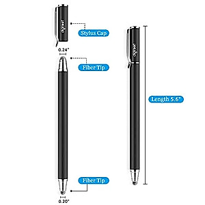 Stylus Pens for Touch Screens, Digiroot Upgraded High Sensitivity 0.2" & 0.24" Fiber Tip Stylus for All Capacitive Touch Screen Devices, 8 Extra Replaceable Tips (4 Pcs, Black/White/Blue/Rose Gold)…