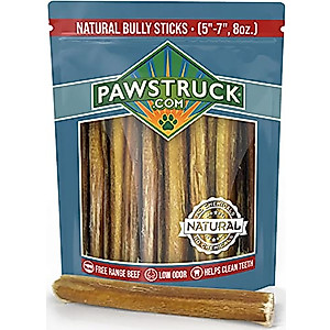 Pawstruck Bully Sticks for Dogs, Bulk Natural & Odorless Bullie - Bully Bones Made for Dog & Puppies - Best Long Lasting Odor Free Chew Dental Treats by USA Company (8 oz.)