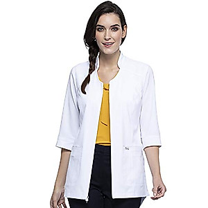 Cherokee Infinity Women Scrubs Top Zip Front Tunic CK952A, L, White