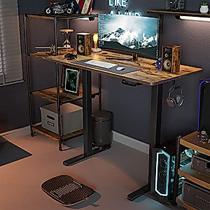 FEZIBO Height Adjustable Electric Standing Desk, 48 x 24 Inches Stand up Table, Sit Stand Home Office Desk with Splice Board, Black Frame/Rustic Brown Top