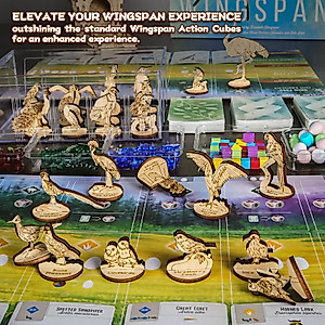 Bird Action Tokens Set of 100 PCS Laser Cut Plywood Markers, 25 Unique Bird Types Upgraded Game Accessories for Wingspan