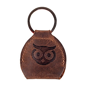 Hide & Drink, Guitar Pick Holder with Ring, Key Organizer, Keychain for Guitar Players, Full Grain Leather, Handmade, Bourbon Brown