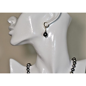 14K Gold Filled Genuine Tahitian Black Pearl Hoop Earrings for Women