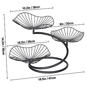 RAUVOLFIA 3-Tier Fruit Basket Holder Decorative Fruit Bowl Stand, Dining Table & Kitchen Counter Organizer, Black