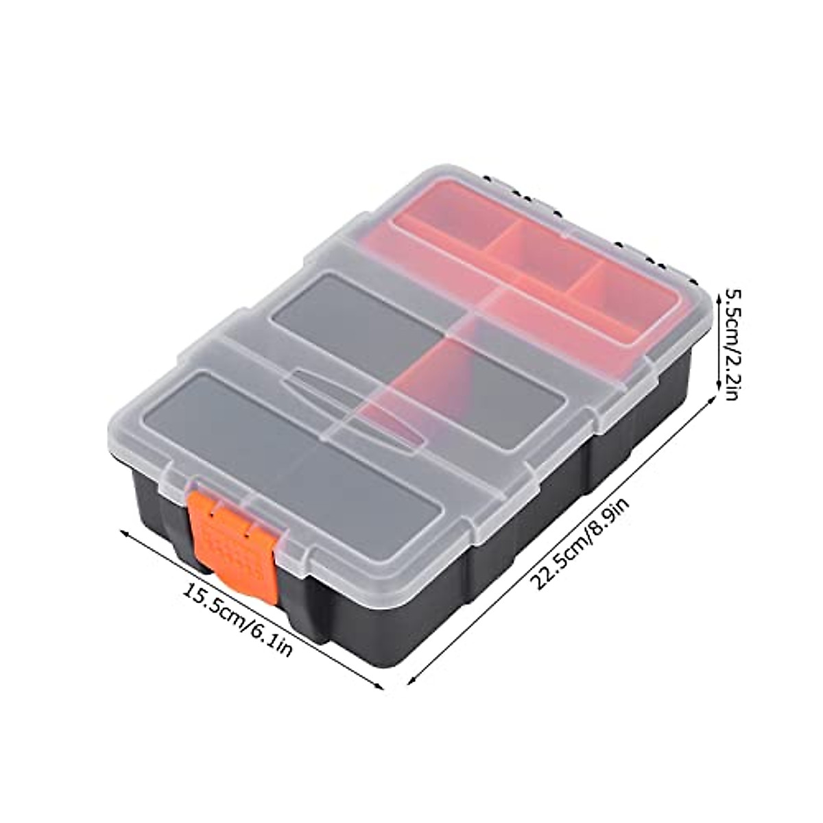 8.9x6.1x2.2in Small Parts Organizer, Tools Storage Box, Hardware Organizers with Removable Plastic Dividers, PVC Components Parts Tool Organizer for Hardware, Screws, Bolts, Nails, Jewelry