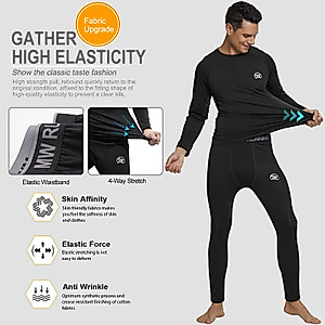 MEETWEE Thermal Underwear for Men, Winter Base Layer Set Tops & Long Johns Winter Ski Cold Weather Gear for Heat Retention Black