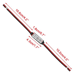 DROK Dimmable Mini DC 12V 12A Single Color LED Strip Dimmer Switch Brightness Control 5050 3528 5630