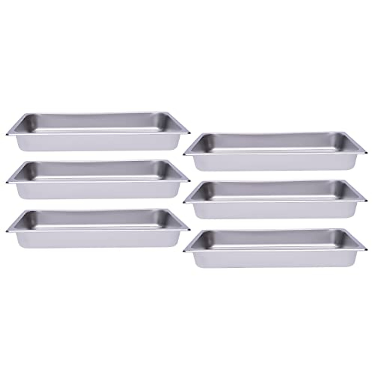 NG NOPTEG Full Size Steam Table Pans, 6-Pack 2.5 Inch Deep Restaurant Steam Table Pans 201 Gauge Stainless Steel Hotel Pan for Catering Supplies Restaurant Kitchen Pan Tray