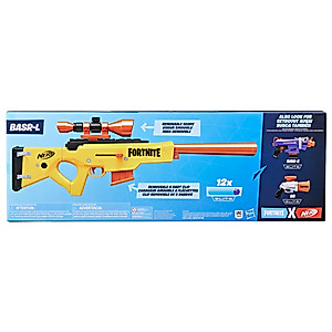 Nerf Fortnite BASR-L Bolt Action, Clip Fed Blaster - Includes Removable Scope, 6-Dart Clip and 12 Official Elite Darts