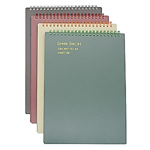 Yansanido Top Bound Spiral Notebook, 4 Pcs B5 Thick Plastic Hardcover 7mm College Ruled 4 Color 80 Sheets -160 Pages Journals for Study, Work, Travel and Notes (Dark Color)