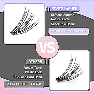 ETVITE Cluster Lashes 10D 20D Individual Lashes Lash Extension Clusters Soft Natural Look Handmade Volume Eyelash Clusters Home False Lashes (20D 10-14mm）