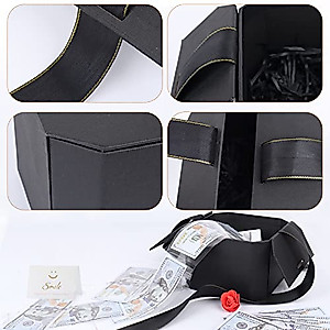 Money Pull Out Gift Box Luxury Flower Box wt Cash Box Insert Unique Gift for Wife Girlfriend Mother Friend Surprise Box for Birthday Thanksgiving Christmas Pranks for Adults