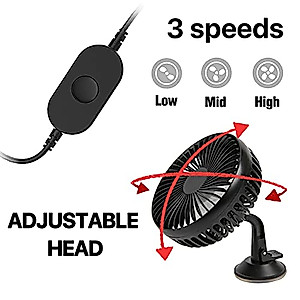KMMOTORS Cooling Car Fan, Baby Pet Car Seat Rear Seat Headrest Window fan, USB Plug for Car/Vehicle