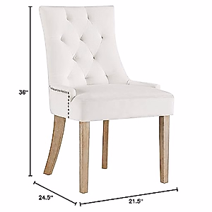 Modway Pose Tufted Performance Velvet Upholstered Dining Chair with Nailhead Trim in Ivory
