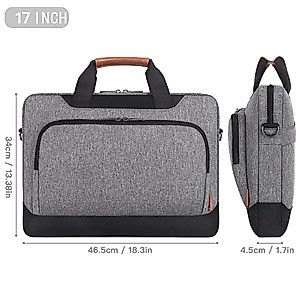 DOMISO 17-17.3 Inch Laptop Sleeve Business Briefcase Laptop Shoulder Bag Compatible with 17" Laptops/17.3" HP Pavilion 17/MSI GS73VR Stealth Pro/Dell Inspiron 17/Acer/ASUS,Grey