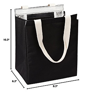 Lunch Bag for Women/Men/Adult, Portable/Reusable Lunch Box, Simple Waterproof Insulated Cooler Tote Bag (Black)