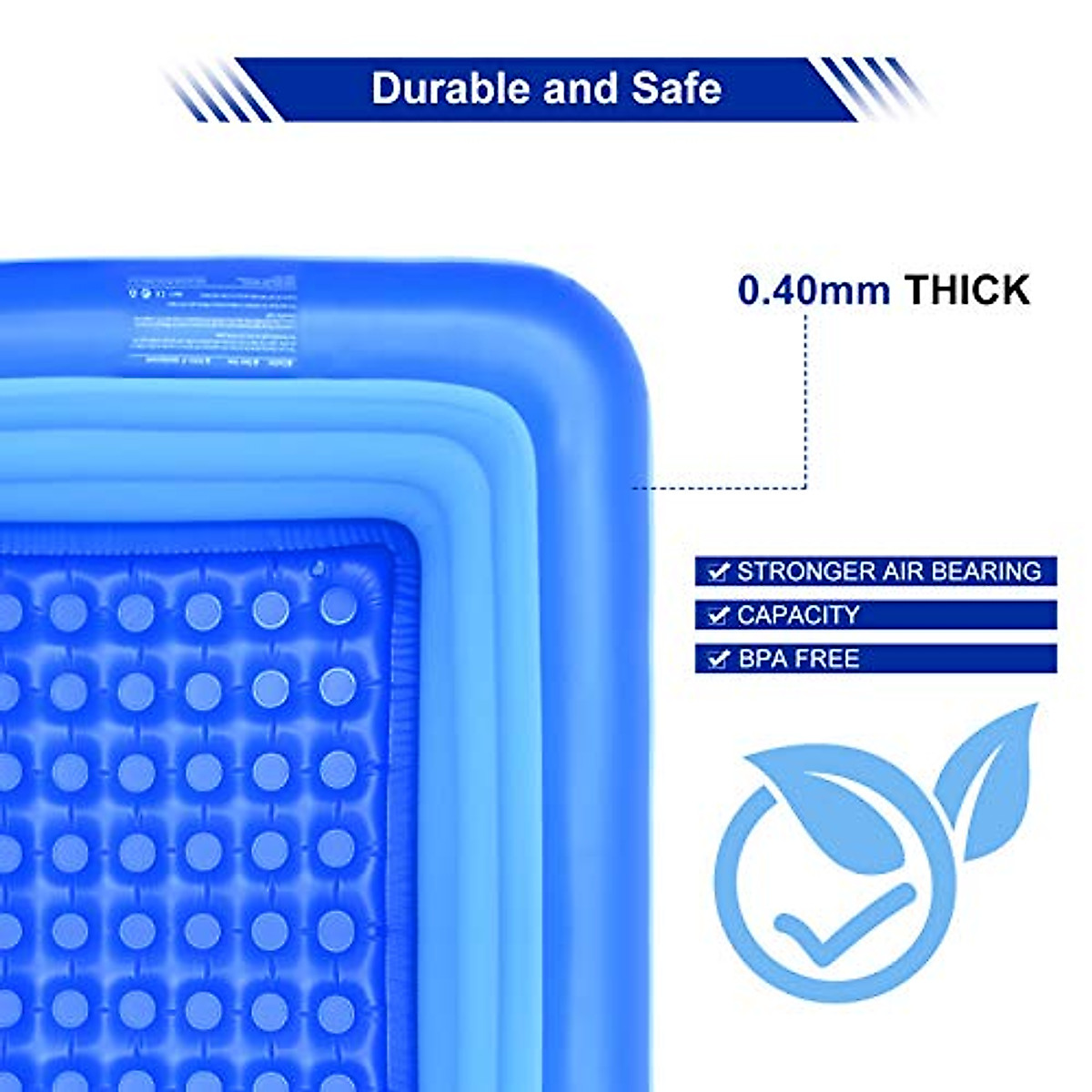 Inflatable Pool, 56" X 39"X 18" Swimming Pool for Toddlers, Adult, Kids, Infant, Full-Sized Inflatable Blow Up Kiddie Pool for Summer Swim Center, Outdoor, Garden, Backyard,