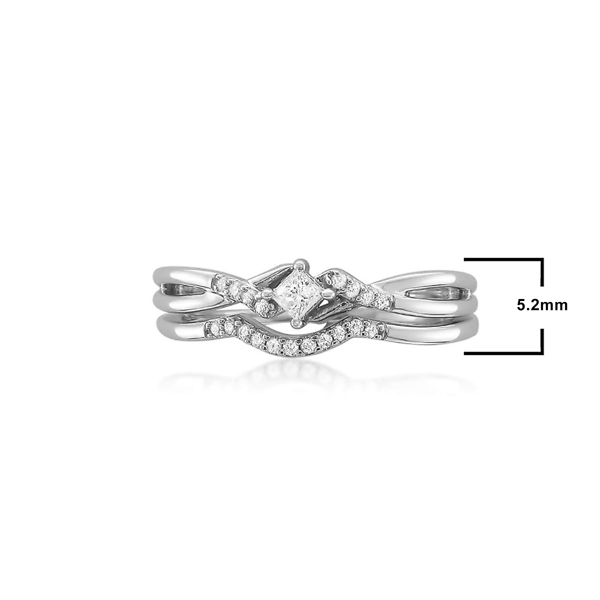 Beyond Brilliance 1/5 Carat Diamond, 10K White Gold Engagement Bridal Set (H-I,I1-12) Natural Diamond Jewelry For Women|Gift Box Included