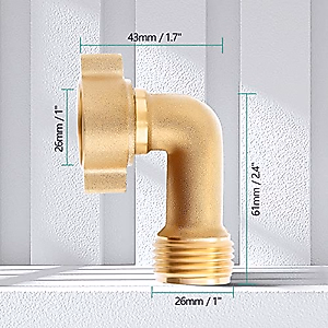 Litorange Garden Hose Elbow Connector 90 Degree Brass Hose Elbow Fitting Quick Swivel Connect Adapter Thread Size 3/4" + 2 Pressure Washers
