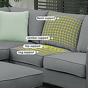 Merax Modern Large U-Shape Sectional Sofa, 7 Seat Fabric Sectional Sofa Set with Movable Ottoman, L Shape Sectional Sofa Corner Couch with 3 Pillows for Living Room Apartment, Office